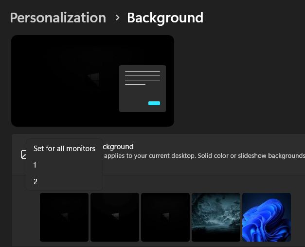 Dual monitors? Set different wallpapers for each monitor. [Win 11]